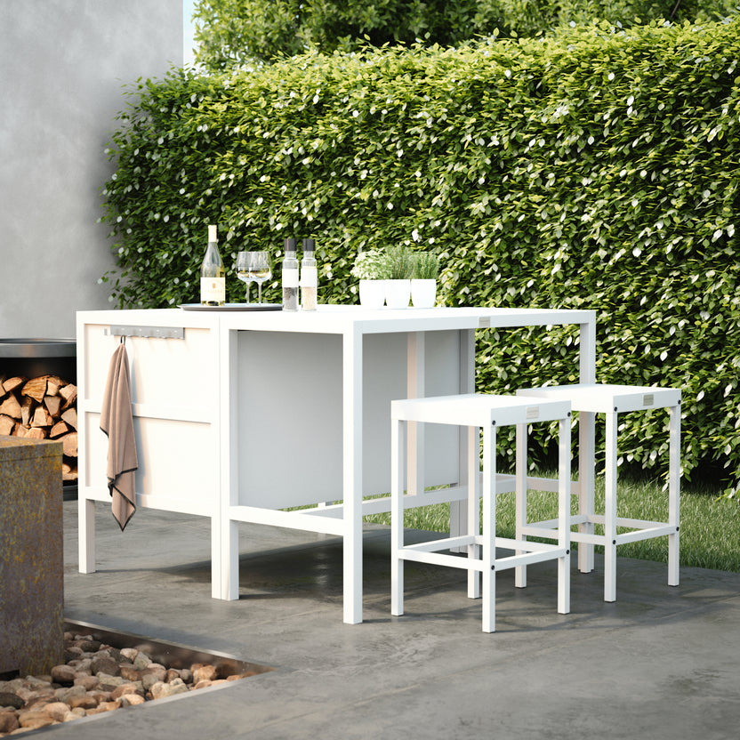 UMAMI barbord 123cm med 4st barstolar, vit – dangarden